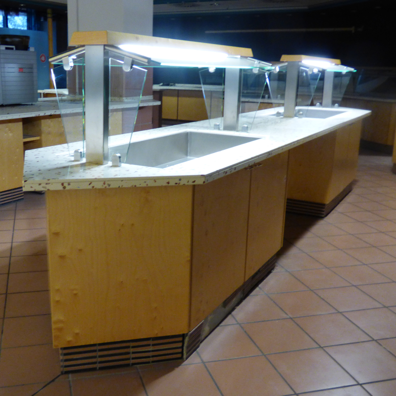 Ausgabetheke aus Holz für Cafeteria oder Kantine | GASTRO-GR-ES